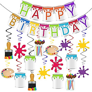 Art Party Decorations, Art Birthday Banner, Art Party Supplies Painting Party Hanging Swirls Decorations Painting Party Supplies
