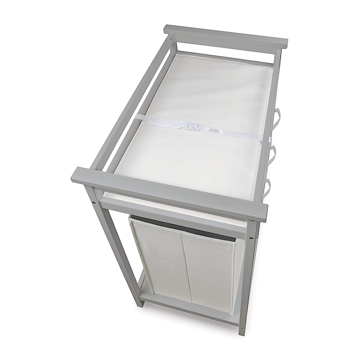 Badger Basket Modern Baby Changing Table with Laundry Hamper, 3 Storage Drawers, and Pad - Cool Gray