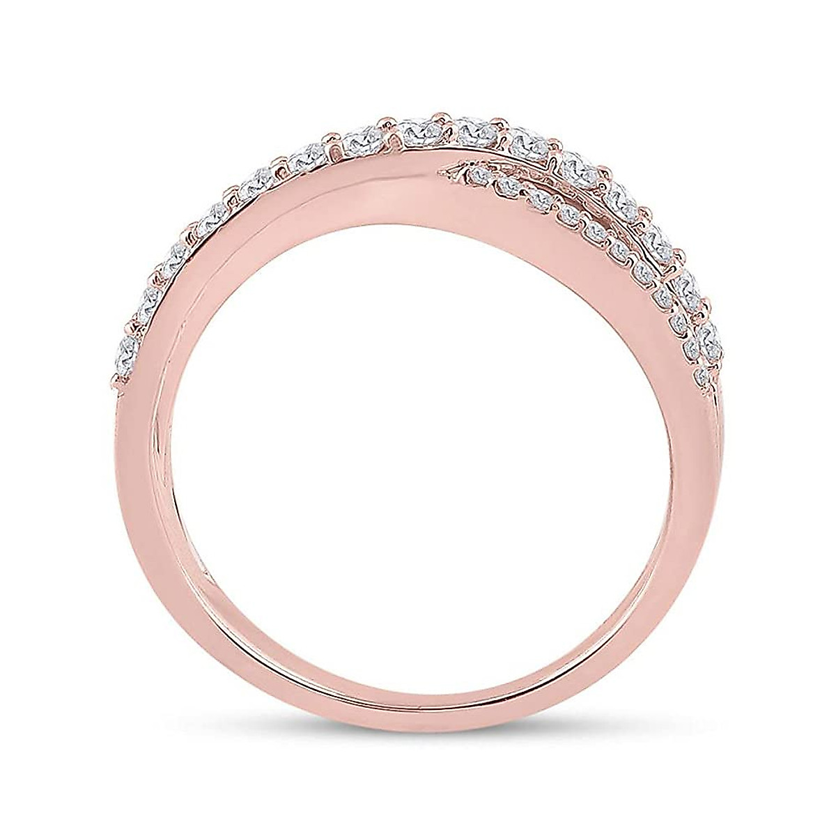 The Diamond Deal 10kt Rose Gold Womens Round Diamond Band Ring 1/2 Cttw