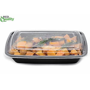 EcoQuality Meal Prep Containers with Cutlery [150 Pack] Single 1 Compartment Food Storage Lunch Box | Bento Box | BPA FREE| Freezer/Microwave/Dishwasher Safe – Airtight/Watertight/Stackable (32oz)