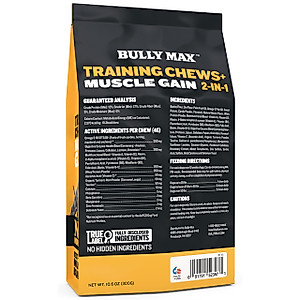 Bully Max Muscle Builder Soft Chews for Dogs and Puppies - Training Supplements for Puppy and Adult Dog - Dog Food Topper Treats for Muscle Gain - All Dog Breeds & Ages, 75 Delicious Soft Chews