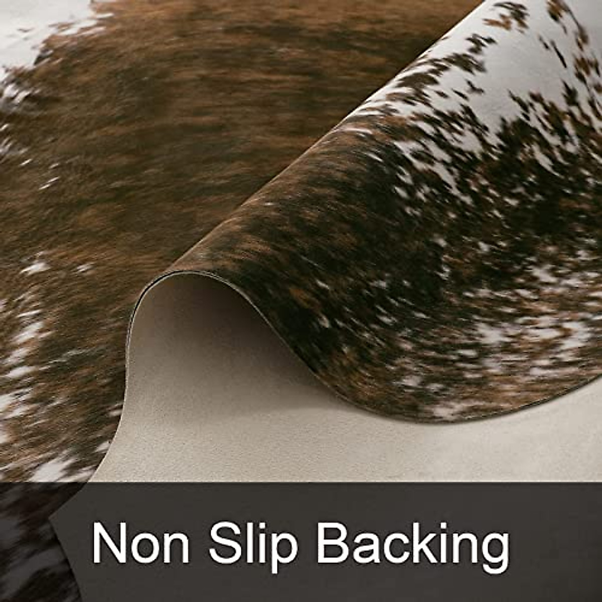 Keeko Faux Cowhide Rug Cute Cow Print Rug, Faux Fur Cow Hide Animal Rugs for Bedroom Living Room Western Home Decor Carpets 2.3x3.6 Feet Saddle Brown