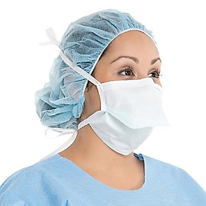 HALYARD Disposable Duckbill Mask, 3 Layer Construction, Pouch Style w/Ties, Blue, 48220 (Box of 50)