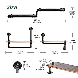 Self Control Industrial Retro Wall Mounted Pipe Shelving Brackets,Rustic Metal DIY Floating Shelves,Wall Shelf Unit Bookshelf,Hanging Iron Wall Decor for Kitchen,Office,Living Room,Bedroom (1-U-Tier)