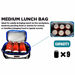 MikeyZ Lunch Bag, White & Blue, Unisex, Meal Holder, 24x14.5x19cm