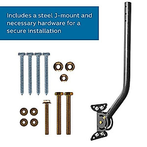 Philips Universal Adjustable TV Antenna Mount, Steel J-Mount for Attic Outdoor Roof Wall Installation, Weatherproof Mast Pole, Mounting Bracket and Hardware Included, Black, SDW1220/27