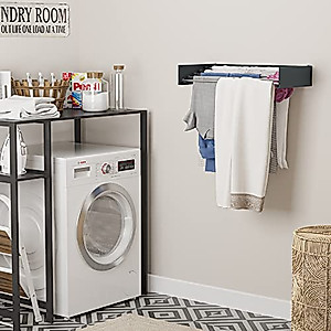 brightmaison BGT 27.5 Retractable Clothes Drying Rack Wall Mounted, Collapsible Drying Racks for Laundry, Space Saver Foldable Drying Rack Clothing, Laundry Drying Rack Wall Mount, Metal, Dark Gray