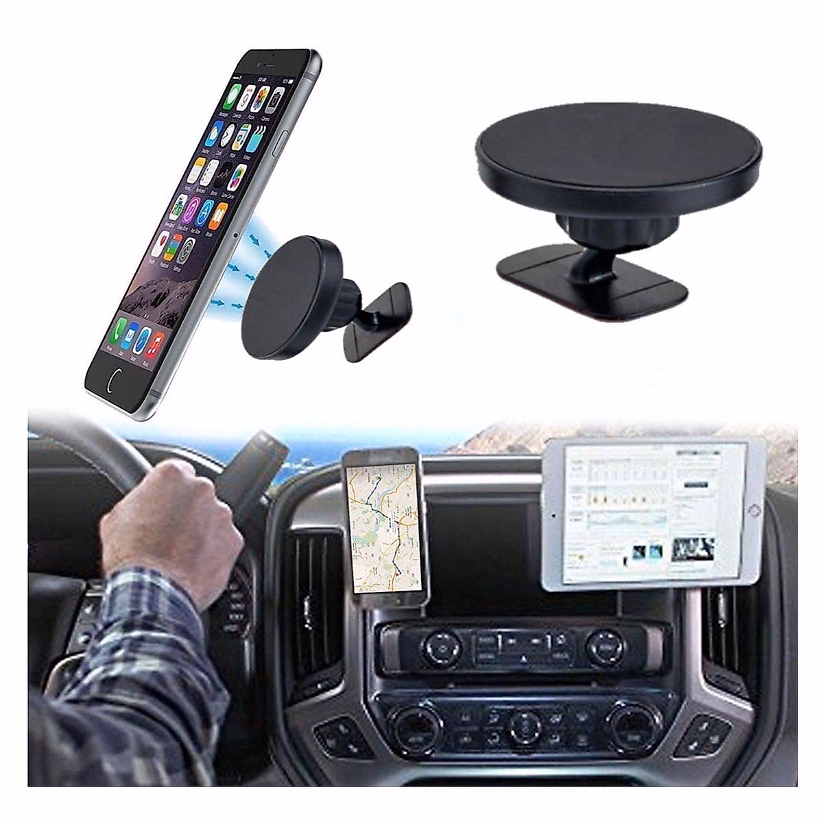 Nato Magna Mount Original [2 Pack] Universal Magnetic Cell Phone Mount for use on Any Cell Phones or Tablet - [ Super Strong Magnet ] [ VHB Auto Adhesive Mounting ] [ 360° Rotation ]