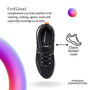 French Connection Women's Premium Breathable Athletic Shoes Walking Running Workout Tennis Comfortable Non Slip Fashion Sneakers for Women with Air Cushion in Black Size 8.5