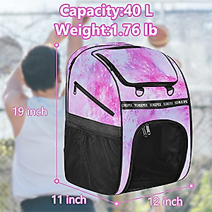 YOREPEK Soccer Bag, Soccer Backpack with Ball Compartment for Men and Women Fit Basketball Volleyball, Large Capacity Sports Equipment Bags Gift to Gym Outdoor Camping, Pink