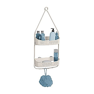 Bath Bliss 2 Way Convertible Bathroom Shower Caddy | Adjustable Mounting Arms | Loofah & Razor Hooks | Storage & Organization | Rust Resistant | Large and Small Bottles | Cashmere