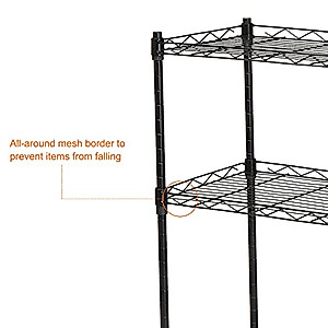 Karl home 5-Tier Wire Unit Shelves, Adjustable Height Metal Storage Shelves for Kitchen/Bathroom/Garage Closet Organization, Stainless & Sturdy Frame,440lbs Capacity, 21”L x 11”W x 59”H.