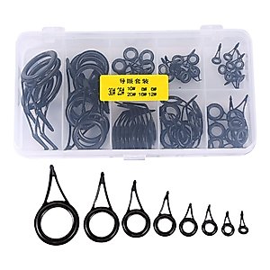 VGEBY 75 Pcs Fishing Rod Tip Repair Kit, Stainless Steel Bait Casting Fishing Rod Guides for Freshwater, Saltwater Fishing Rod Repair Kit