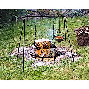 Fire Pit Grate, Woueniut 28" Portable Outdoor Wheel Wood Burning Pit Bonfire Pit Firewood Grate for Cooking Camping Heating Backyard Fireplace Patio