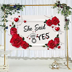 Labakita She Said Yes Backdrop for Photoshoot, Engagement Party Backdrop Sign, Bridal Shower Bachelorette Engagement Party Decoration Supplies, Wedding Engaged Photoshoot