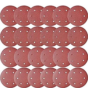 Tonmp 30 PCS 9-Inch 6-Hole Hook-and-Loop Sanding Discs Sander Paper for Drywall Sander -5 Each of 80 100 120 180 240 400 Grits
