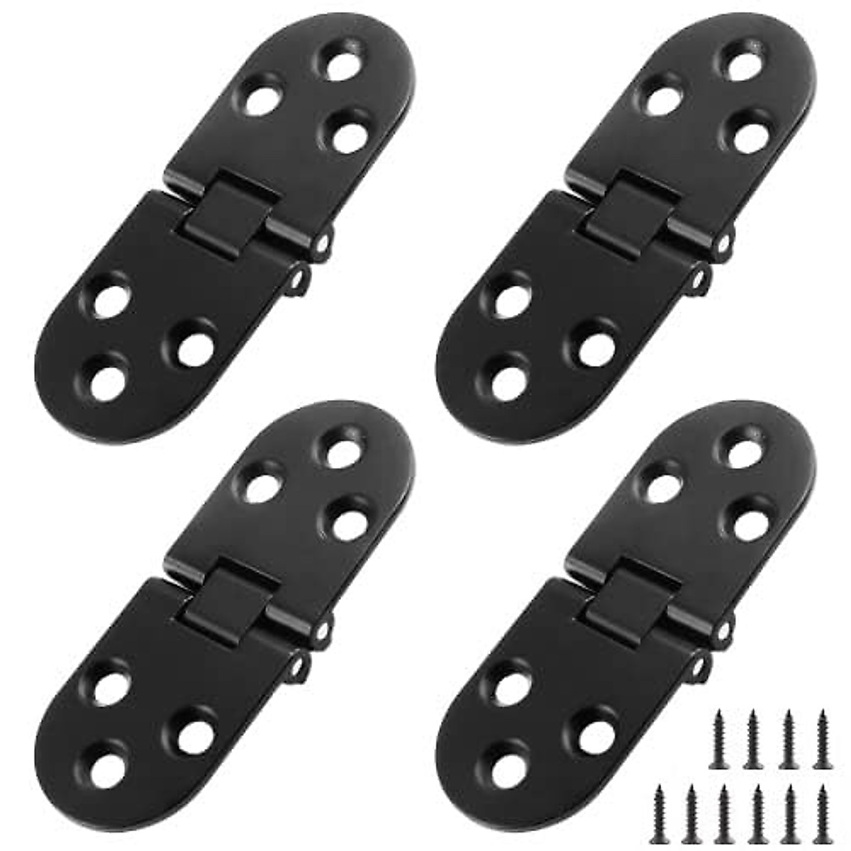Auvotuis 4Pcs Heavy Duty Folding Table Hinges, Black Sewing Machine Flip Top Hinge Zinc Alloy Butler Tray Hinge with Mounting Screws for Drop Front Desk Drawer, Doors (3.1 x 1.18inch)