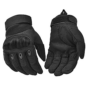 REEBOW GEAR Tactical Gloves Motorcycle Riding Gloves Full Finger Gloves Black Medium