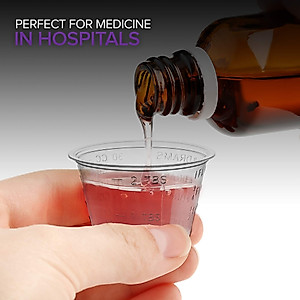 Stock Your Home 1 oz Disposable Medicine Cups (500 Count) - Clear Plastic Measuring Cups - Embossed Medicine Cups for Pills, Liquid Medicine, Epoxy, Cooking, Food Sampling, Wine Tasting, Jello Shots