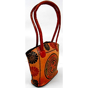 Circles Design Ethnic Hand Embossed Shantiniketan Leather Indian Shoulder Bag