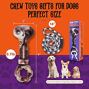 Nylon Dog Toys for Aggressive Chewers, Squeaky Tug of War Dog Toy with Rope, Interactive Dog Toys with Squeaker for Small Medium Large Dogs Breeds, Almost Indestructible Tough Durable Pet Toys