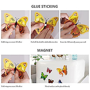 72 PCS Butterfly Wall Stickers, 3D Magnetic Removable Butterfly Wall Decals Fridge Magnet Murals Decoration for Kids Bedroom Nursery Classroom Party Wedding Decor (Multicolor)