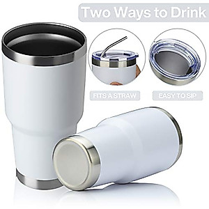 MEWAY 30oz Tumbler Double Wall Vacuum Insulated Travel Mug, Stainless Steel Tumbler with Lid, Durable Powder Coated Insulated Coffee Cup for Cold & Hot Drinks (White,1 PACK)