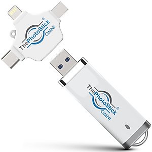 ThePhotoStick® Omni 64GB - Secure Photo & Video Backup and Transfer | Digital File Organization | USB & Multiport Connection for Phones, Tablets and Computers | Portable Memory | External Storage