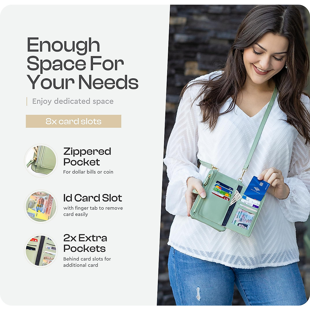 Claasico Womens Crossbody Wallet & Phone Case | iPhone/Samsung/LG Magnet Cell Pouch & Handbag