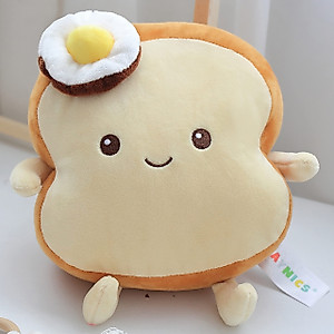 PLAYNICS Toast Bread Stuffed Plush Pillow,Big Hugging Chubby Plushie Toys,Soft Sofa Cushion for Kids Adults Gift Room Decor (Dark Brown, 9.8 inches)