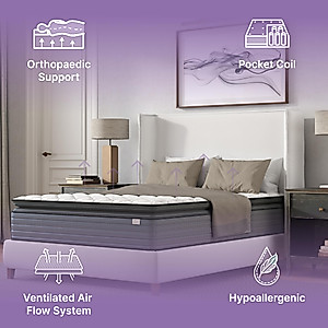 NapQueen 14'' Isabella Hybrid Pillow Top King Mattress, Medium Firm Support, Motion Isolation, CertiPUR-US Certified, Made in USA