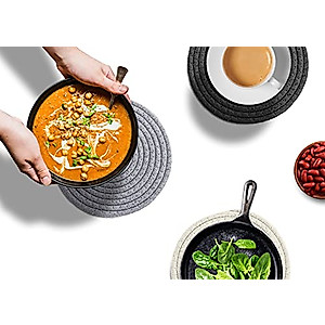 Trivets Pot Holders Set for Hot Dishes Set of 3, Hot Pads for Kitchen, 100% Cotton Trivets for Hot Pots and Pans, Spoon Rest for Cooking & Baking, Stylish Coaster & Hot Mats (Mix Grey 7 Inch Diameter)
