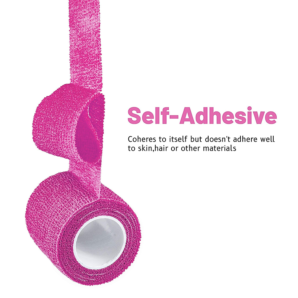 FRESINIDER 9 Rolls Self Adhesive Wrap Athletic Tape Gauze, Breathable Elastic Cohesive Bandage for Sports Injury & Pet (7 Pcs 2"x 5 Yards + 2 Pcs 1" X 5 Yards) (Pink)