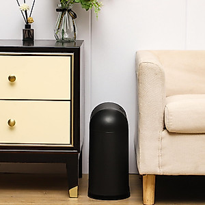 10 Liter Plastic Trash Can with Press Top Lid for Bathroom,Black 2.6 Gallon Dog Proof Garbage Can,Narrow Toilet Waste Basket and Covered Wastebasket for Room Bedroom Kitchen,Office and Dorm,Pack of 1