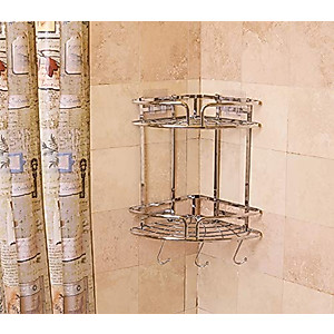 Simple Houseware 2-Tier Bathroom Corner Shower Caddy Organizer with Adhesive Wall Mount, Chrome