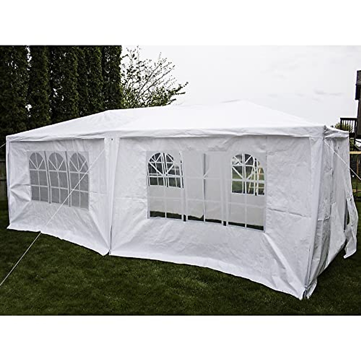 BACKYARD EXPRESSIONS PATIO · HOME · GARDEN 906778 Canopy Tent for Outdoor Wedding Party or Camping BBQ w/Removable Waterproof Sidewalls-20' x 10' -Backyard Expressions, White