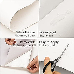 Fortuhome Putty White Peel and Stick Wallpaper 196.8"X24", Self-Adhesive Removable Matte Contact Paper for Cabinet, Thicken Waterproof Vinyl Wall Covering for Countertop Bathroom Kitchen Farmhouse