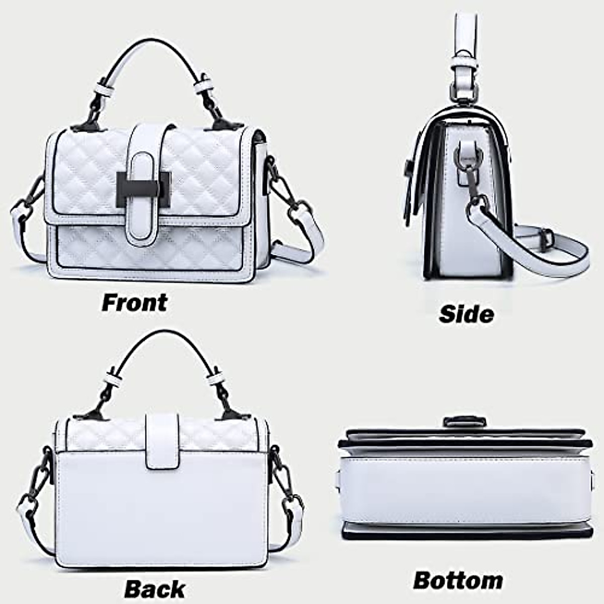 YXBQueen Quilted Crossbody Bags for Women Leather Quilted Purse Top Handle Bag Ladies Handbags Flap Satchel Purse Shoulder Bag