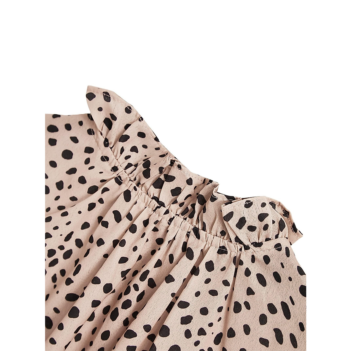 Avanova Women's Leopard Printed Ruffle Hem 3/4 Sleeve Mock Neck Elegant Work Blouses Top Beige Large