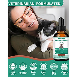 Cat Hairball Control | Hairball Cat Treats for Skin & Coat, Digestion, Nutrient Absorption | Fur Ball Remedy for Cats with Natural Ingredients & Vitamins | Cat Hairball Treatment | Cat Grass Flavor