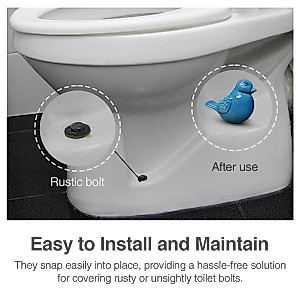 2pcs Toilet Bolt Caps, Tall Toilet Bolt Covers Decorative, Bird Replacement Toilet Screw Cover Caps, No Need to Cut The Bolt and No Tools Required - Universal Fit