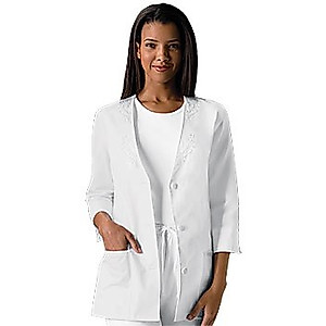 Cherokee Women's 3/4 Sleeve Embroidered Jacket, White, Medium