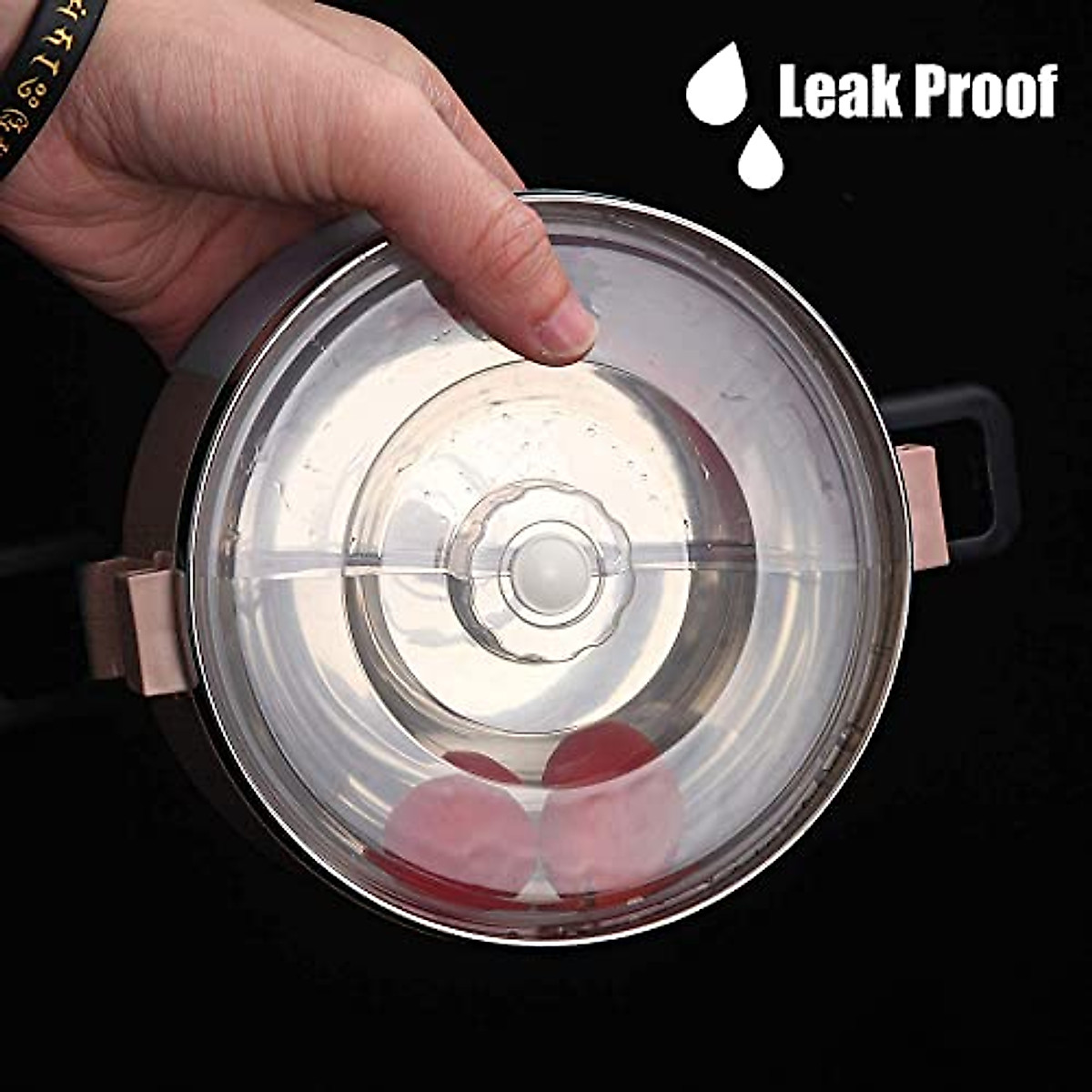 YBOBK HOME 3-Tier Cylinder Stackable Lunch Box With Bag, Keep Food Warm Thermal Lunch Container, Portable Stainless Steel Insulated Lunch Box, Pink 71oz