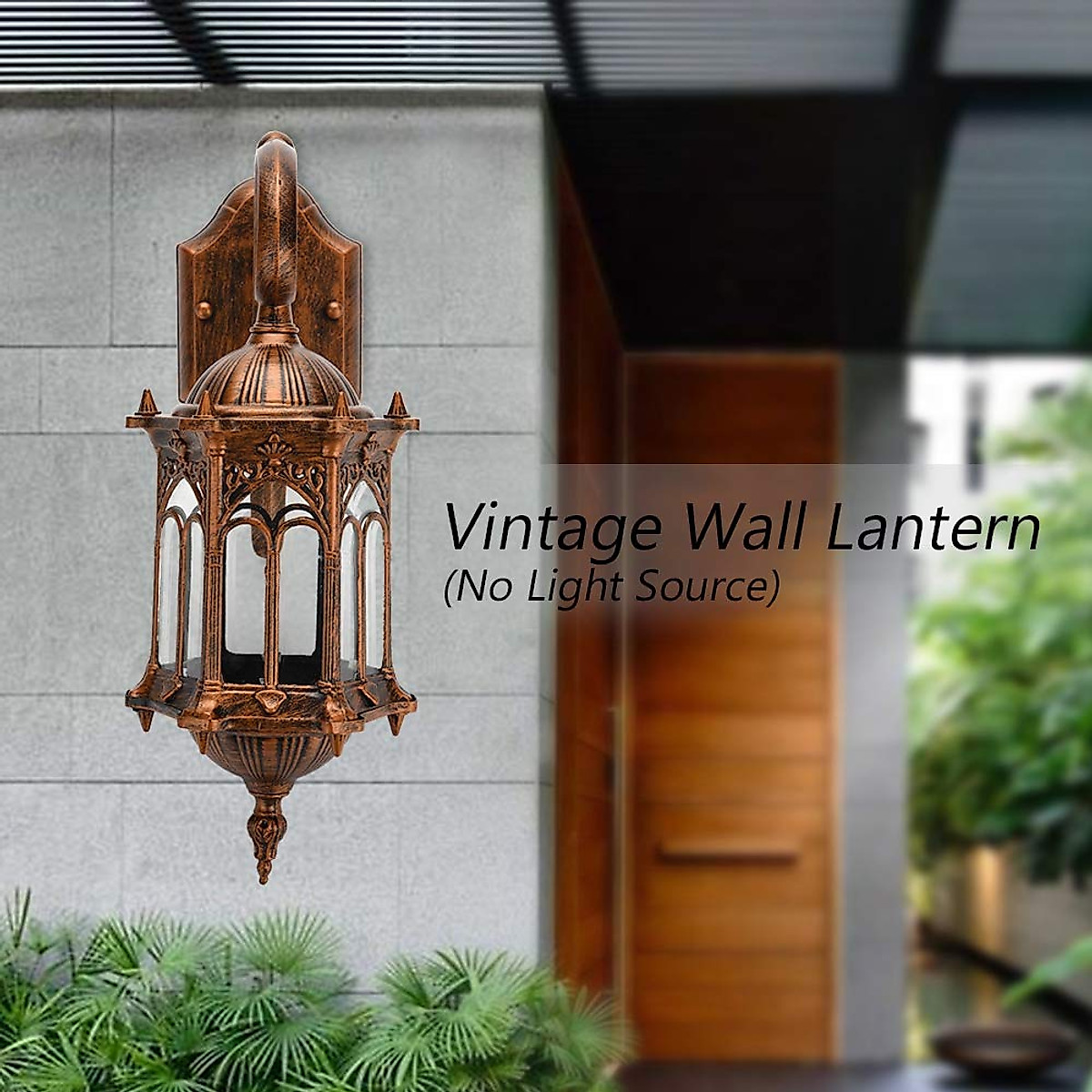 Cocoarm Wall Sconce Vintage Style Wall Mounted Metal Lantern Holder with Glass Lighting Fixture for Indoor Outdoor Home Garden Hallway Decor No Light Source Bronze