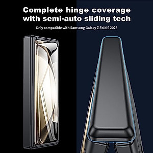 for Samsung Z-Fold-5 Case: [Hidden Kickstand][Wireless Charging] Slim Hinge Protection Lightweight Stand Case with Screen Protector- Protective Phone Cover for Samsung Galaxy Z Fold 5 5G 2023