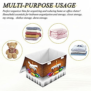 Kigai Easter Egg Cake Candle Storage Basket with Lid Collapsible Storage Bin Fabric Box Closet Organizer for Home Bedroom Office 1 Pack