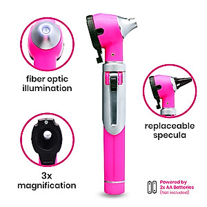 Zyrev ZetaLife Otoscope Set with 150 Extra Disposable Specula Tips, Pink