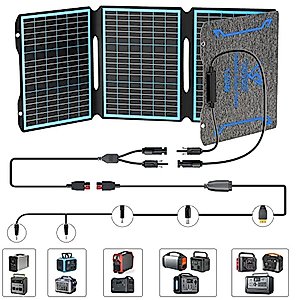 Voltset Portable Solar Panels, Foldable Solar Panel Charger of ETFE 23.5% High Efficiency with Adjustable Kickstand, Waterproof IP68 for Mobile Power Station RV Camping Off Grid