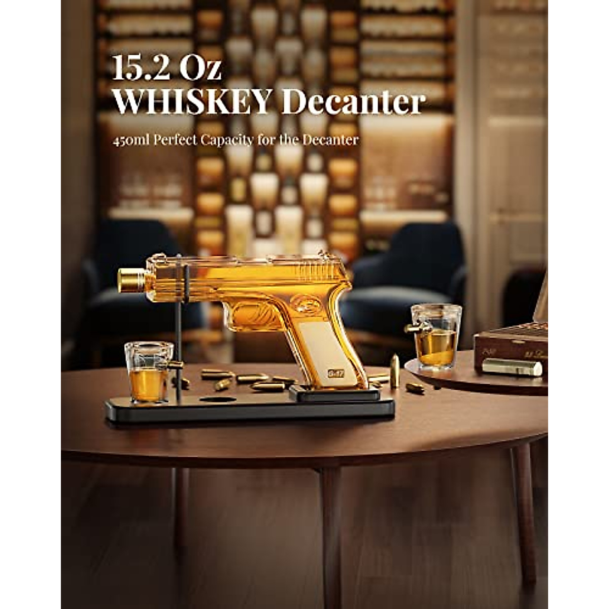 Gifts for Men Dad, Kollea 15.2 Oz Whiskey Decanter Set with 2.0 Oz Glasses, Unique Anniversary Birthday Gift Ideas for Him Husband Grandpa, Cool Tequila Liquor Dispenser for Home Bar