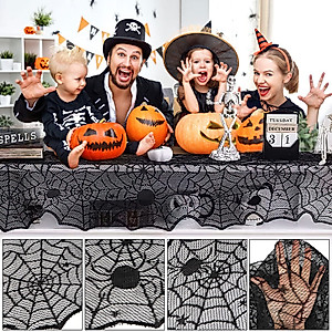 Halloween Table Runner - Black Lace Spider Web Table Runners for Halloween Decor,Vivid Polyester Spider Web Tablecloth for Halloween Masquerade Party Dinner Table Decoration 18 X 72 Inch